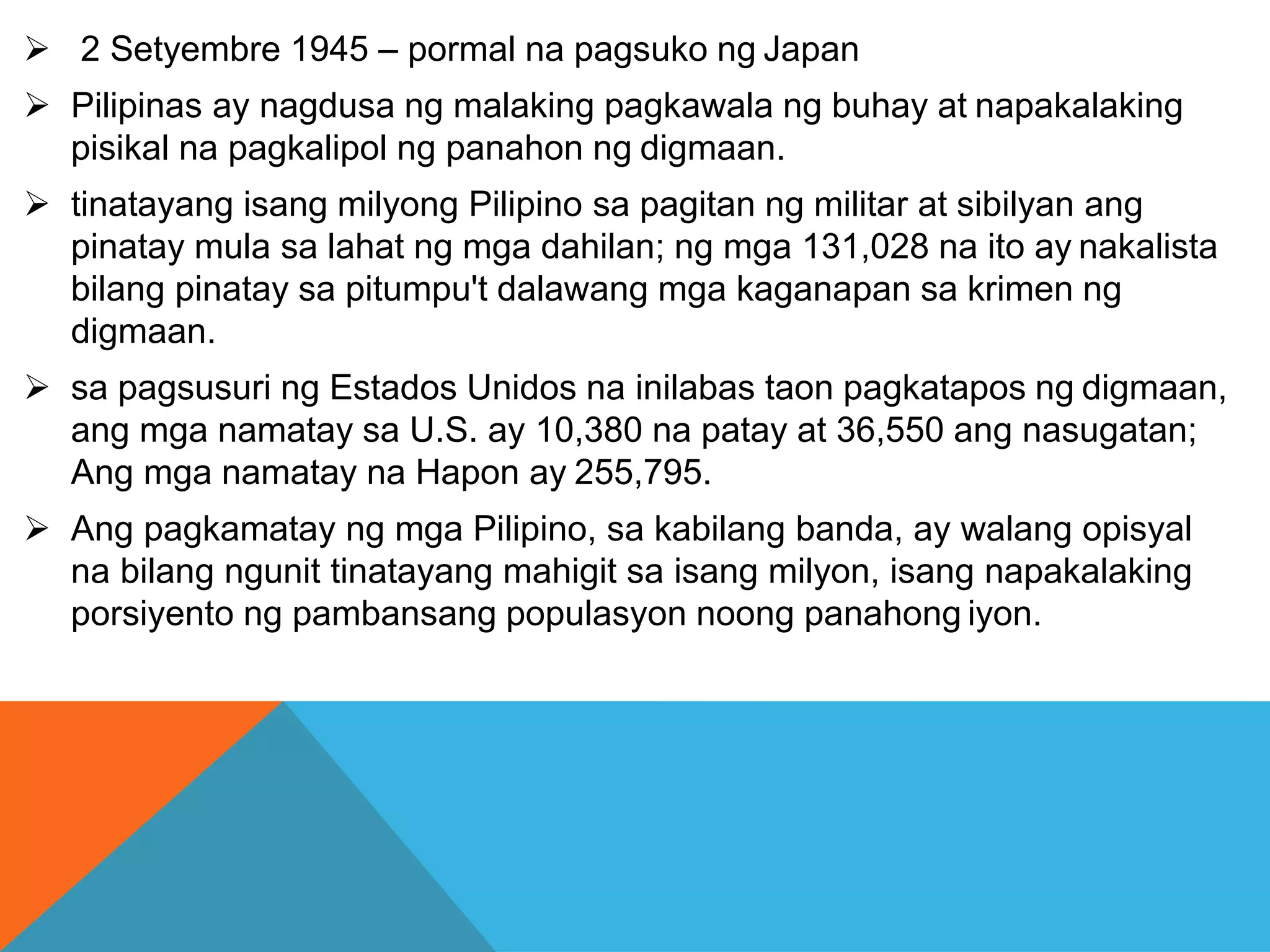 Mga kaganapan sa Pilipinas noong ikalawang digmaang pandaigdig | PPTX
