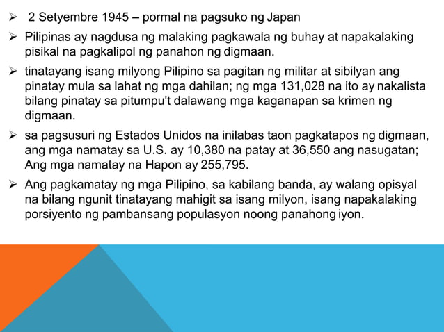 Mga kaganapan sa Pilipinas noong ikalawang digmaang pandaigdig | PPTX
