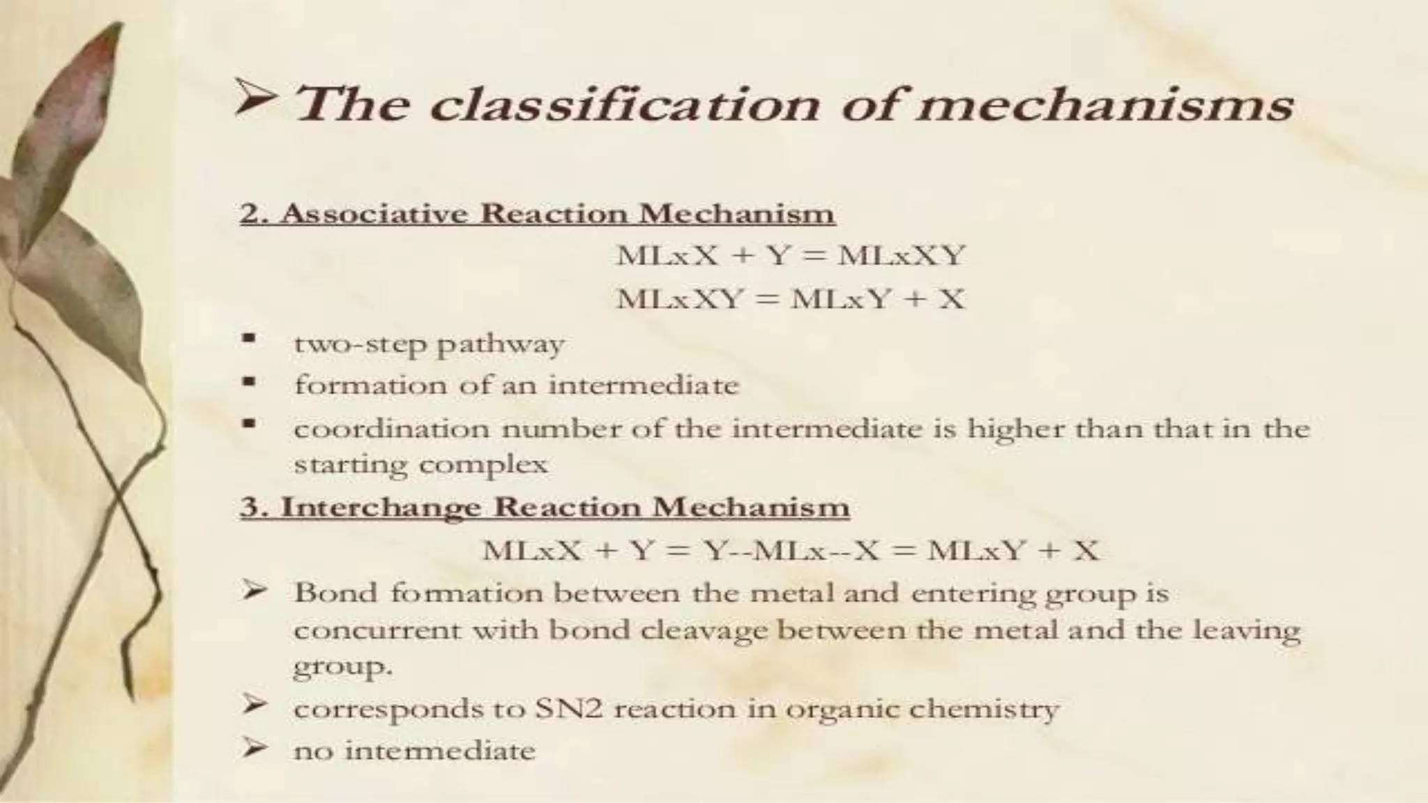 reaction mechanism of transition metal complex 2 J2 | PPTX