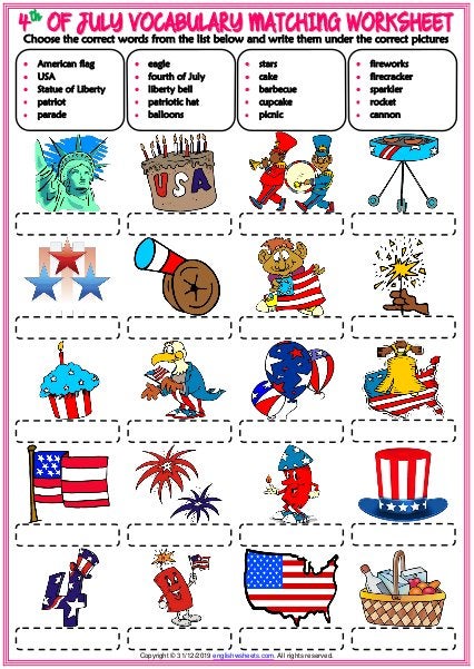 4th of july vocabulary esl matching exercise worksheet for kids.pdf