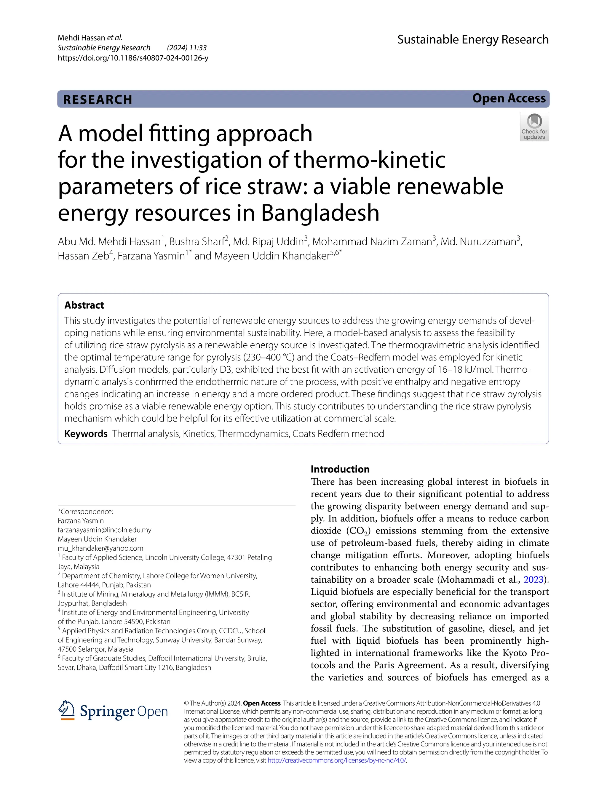 A model fitting approach for the investigation of thermo‑kinetic ...