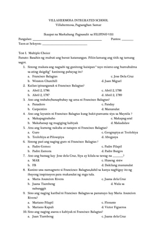 4th peridical exam in fil. 8 | PDF