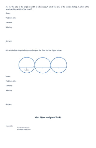 4th periodical math v | DOCX