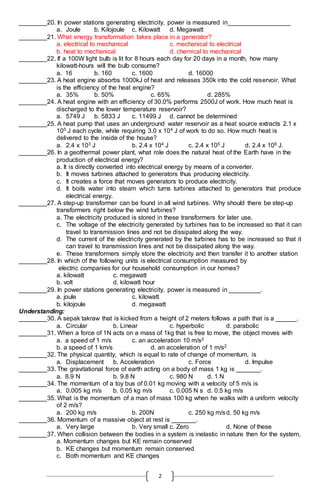4th periodic test final | DOCX | Physics | Science