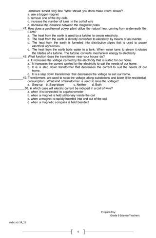 4th periodic test final | DOCX | Physics | Science