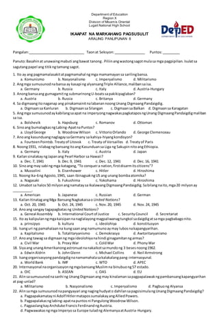 Pagsusulit sa AP8 | DOCX