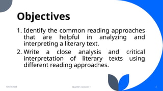 WRITING A CLOSE ANALYSIS AND CRITICAL INTERPRETATION | PPTX