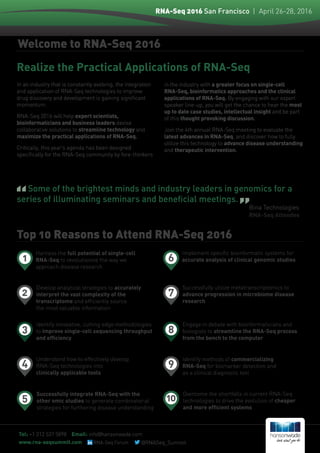4th RNA-Seq San Francisco April 26-28 Event Guide | PDF