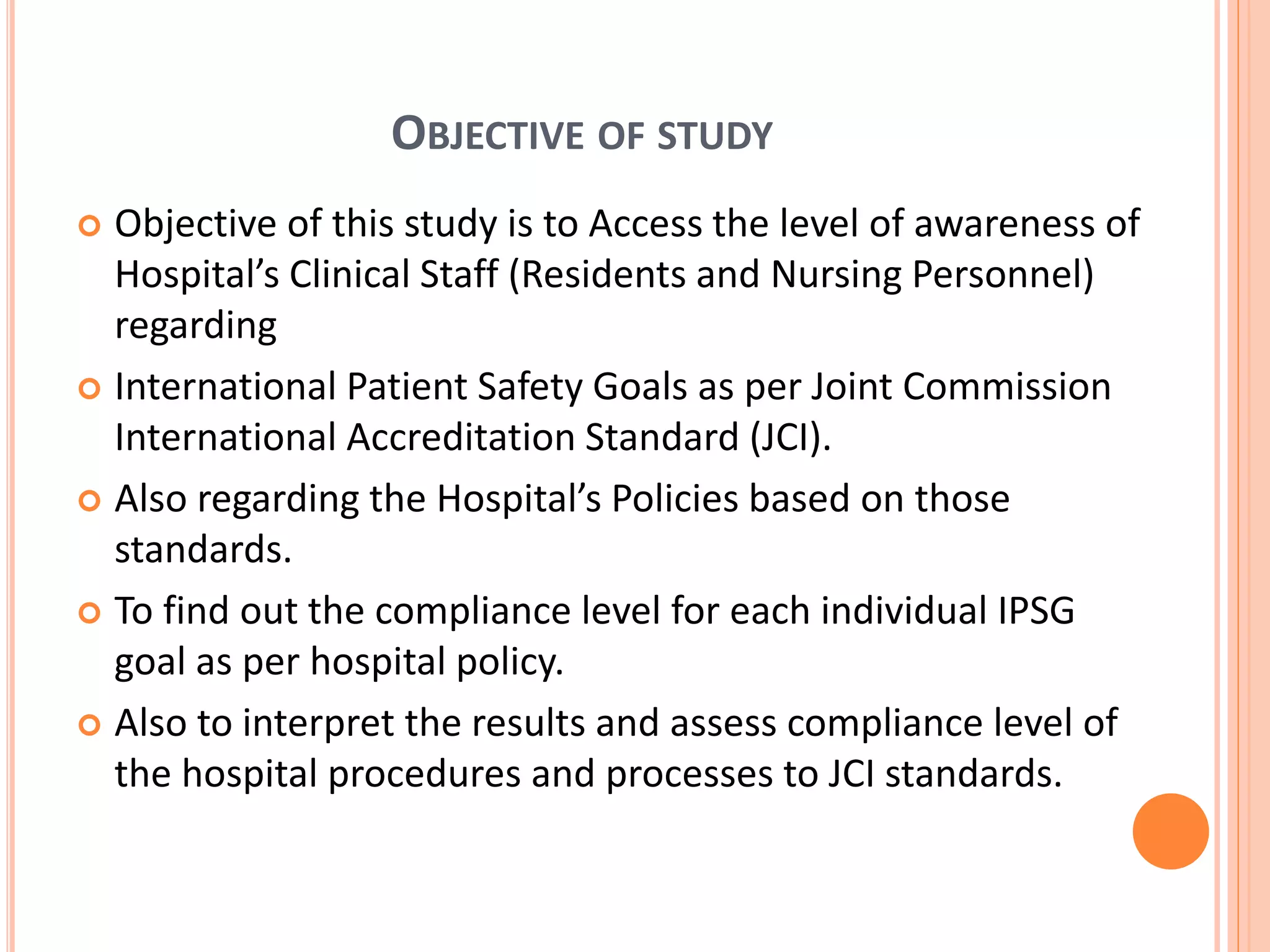 Presentation on International Patient Safety Goals (JCI) | PPTX