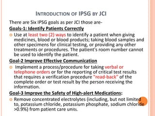 Presentation on International Patient Safety Goals (JCI) | PPTX