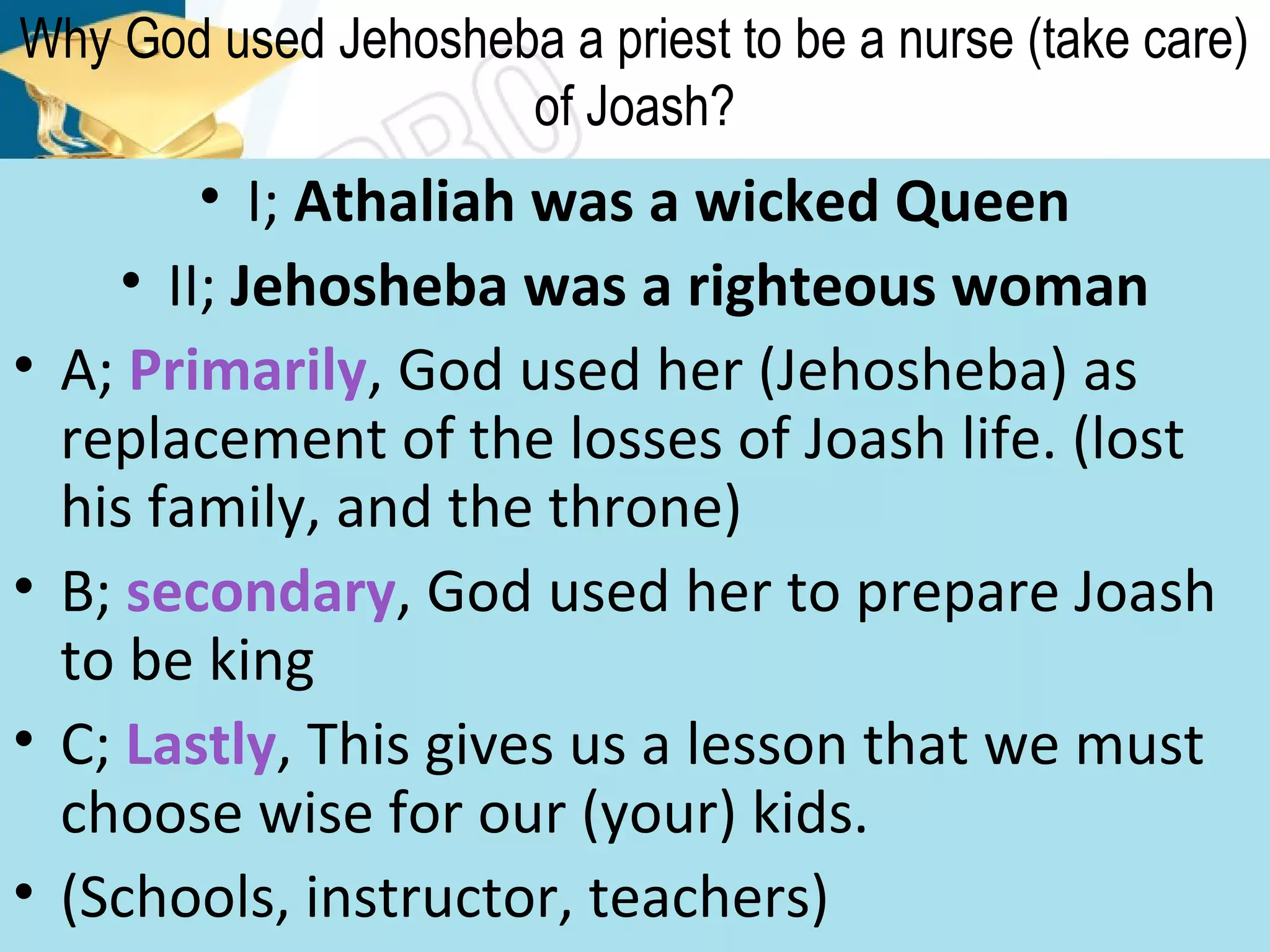 Examples from the life of King Joash | PPT