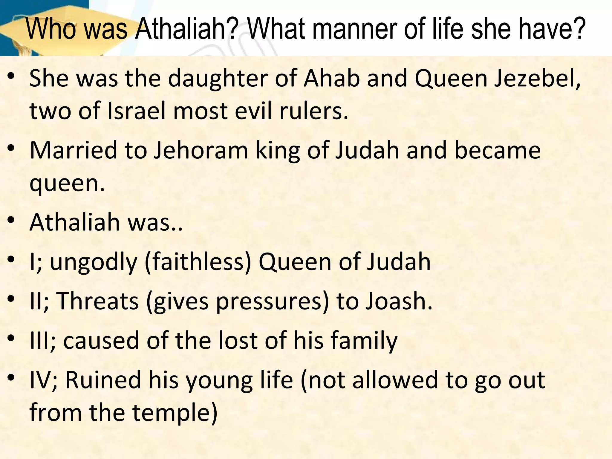 Examples from the life of King Joash | PPT