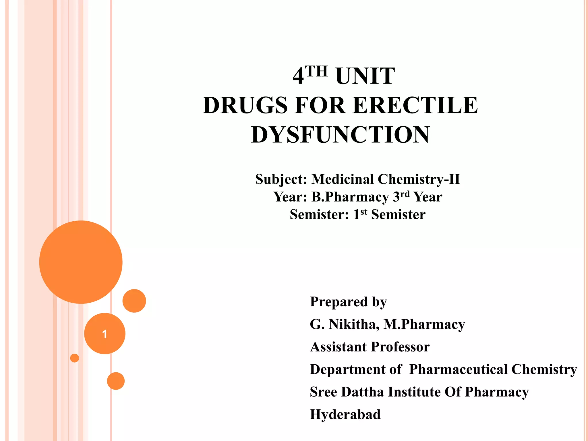 4th unit drugs for erectile dysfunction | PPTX