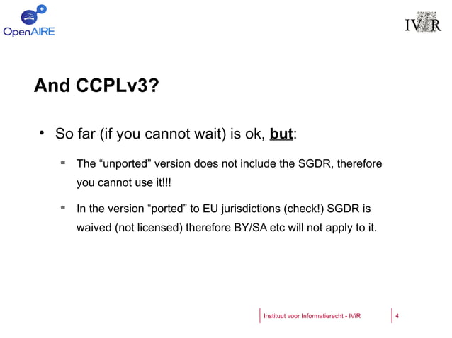 4th OpenAIRE Workshop, Thomas Margoni | PPT