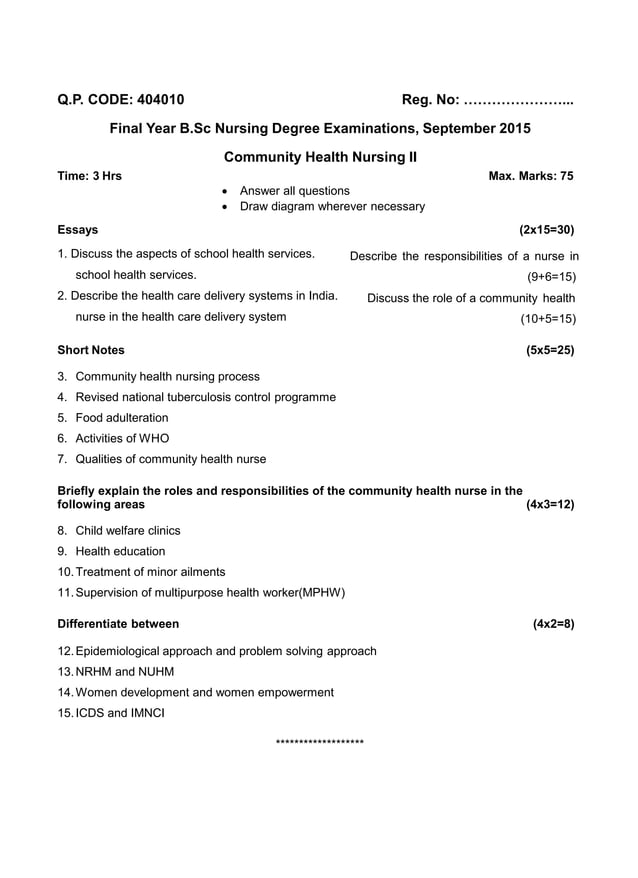 KUHS Bsc Nursing previous year question papper | PPTX