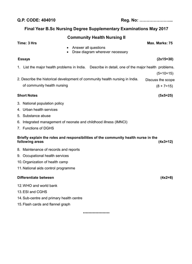 KUHS Bsc Nursing previous year question papper | PPTX