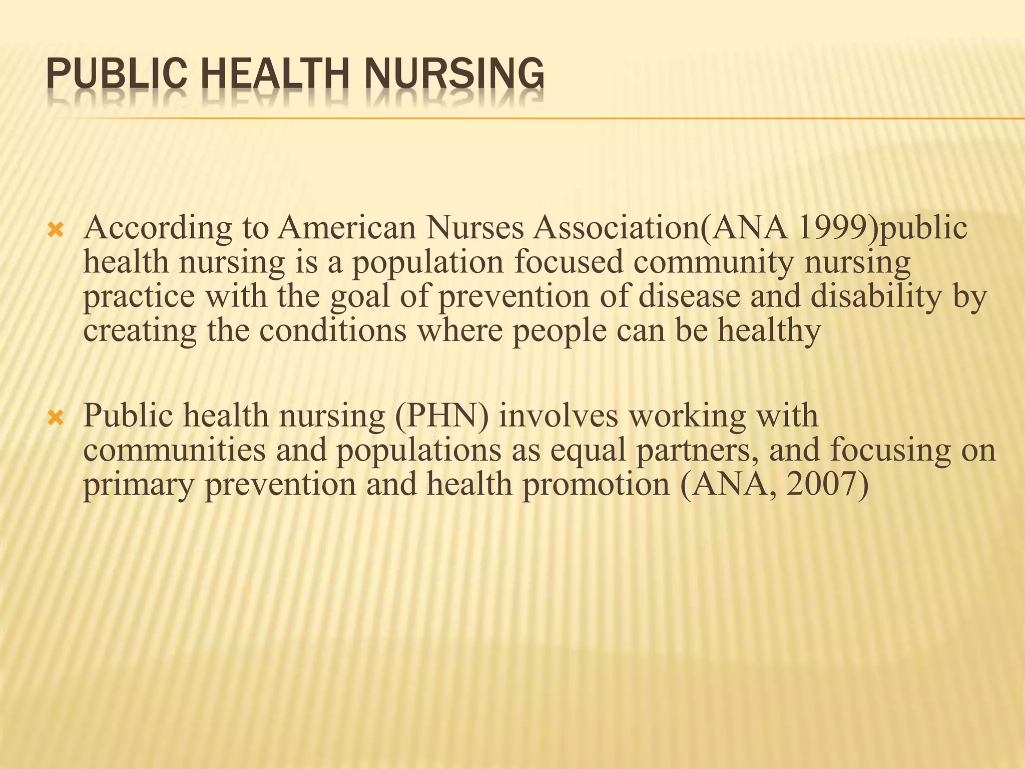 concept and scope of community health and community health nursing | PPTX