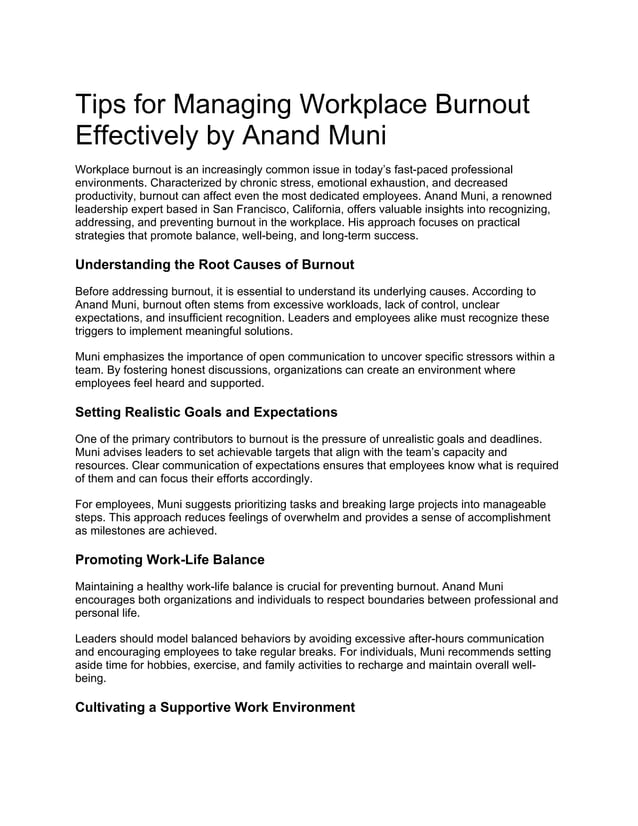 Tips for Managing Workplace Burnout Effectively by Anand Muni.docx