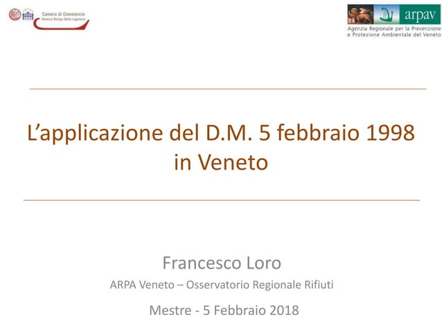 20 anni di DM 5 febbraio 1998 in Veneto | PPT