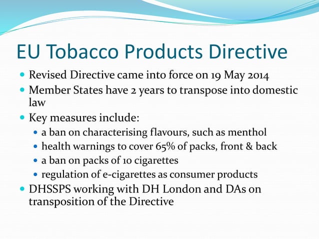 Tobacco Control Strategy - Gerard Collins | PPT