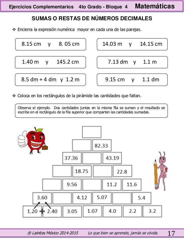 4to grado bloque 4 - ejercicios complementarios