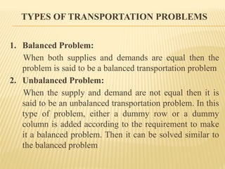 4 Tranportation Proplem Final 1 special notes | PPT