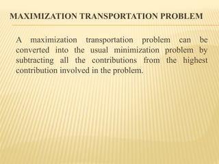 4 Tranportation Proplem Final 1 special notes | PPT
