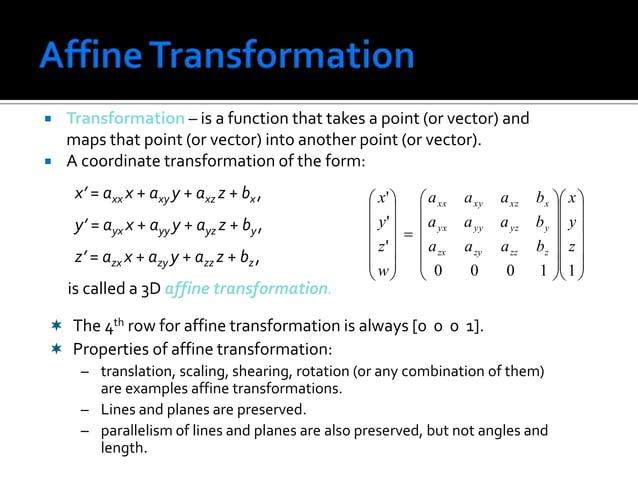 Transformations computer graphics | PPTX | 3-D Graphics | Computer ...