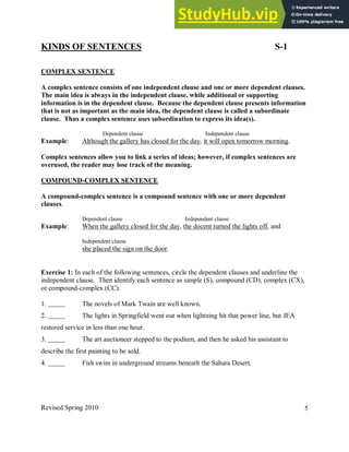 4 Types And Kinds Of Sentences Test Prep Student | PDF