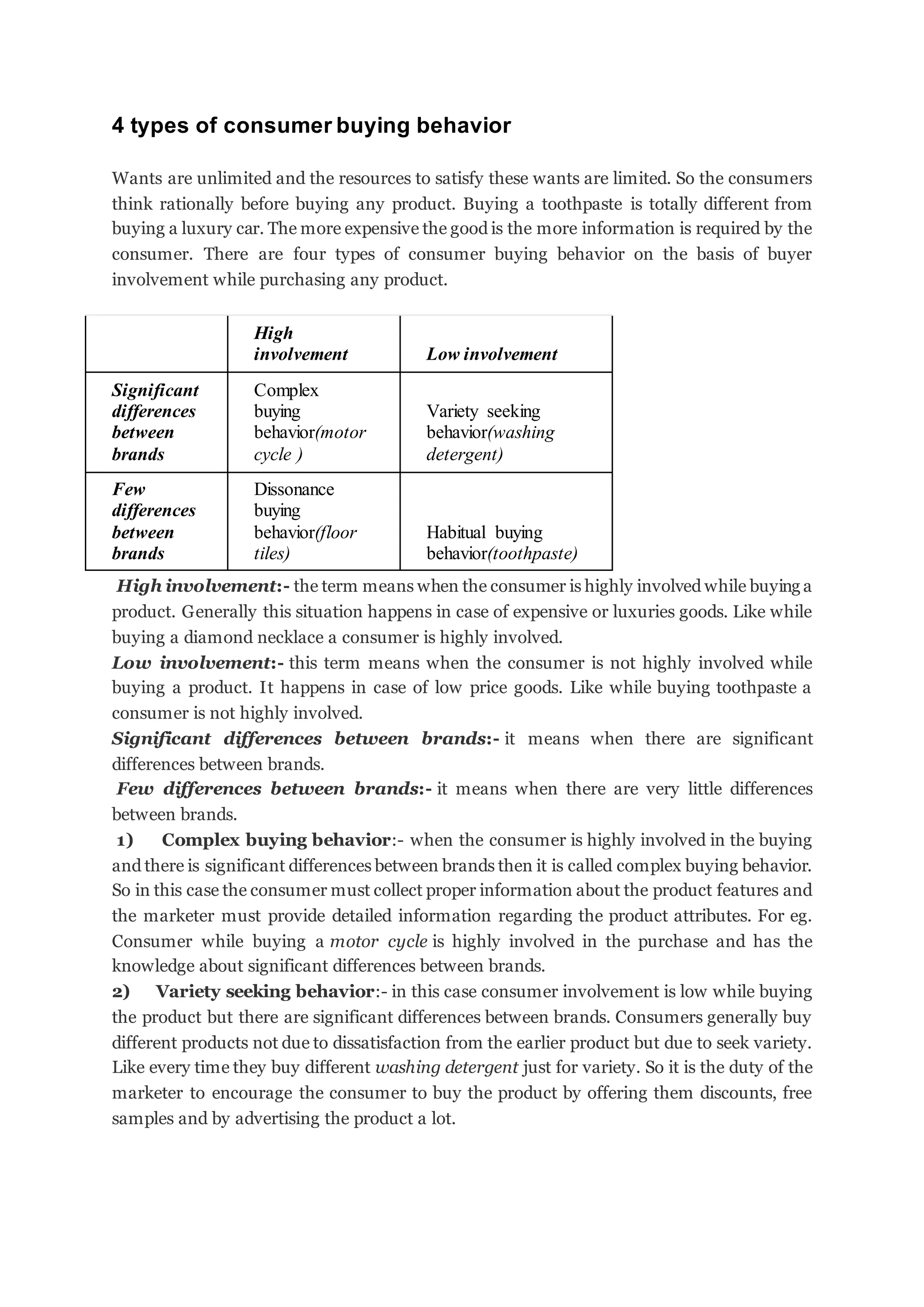 4 types of consumer buying behavior | DOCX