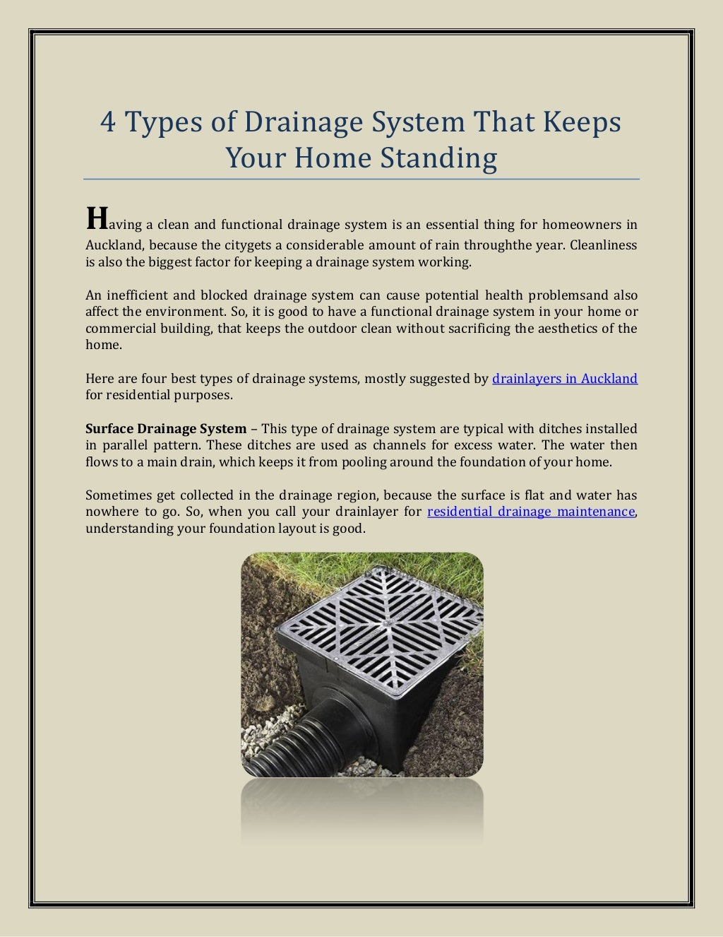4 types of drainage system that keeps your home standing