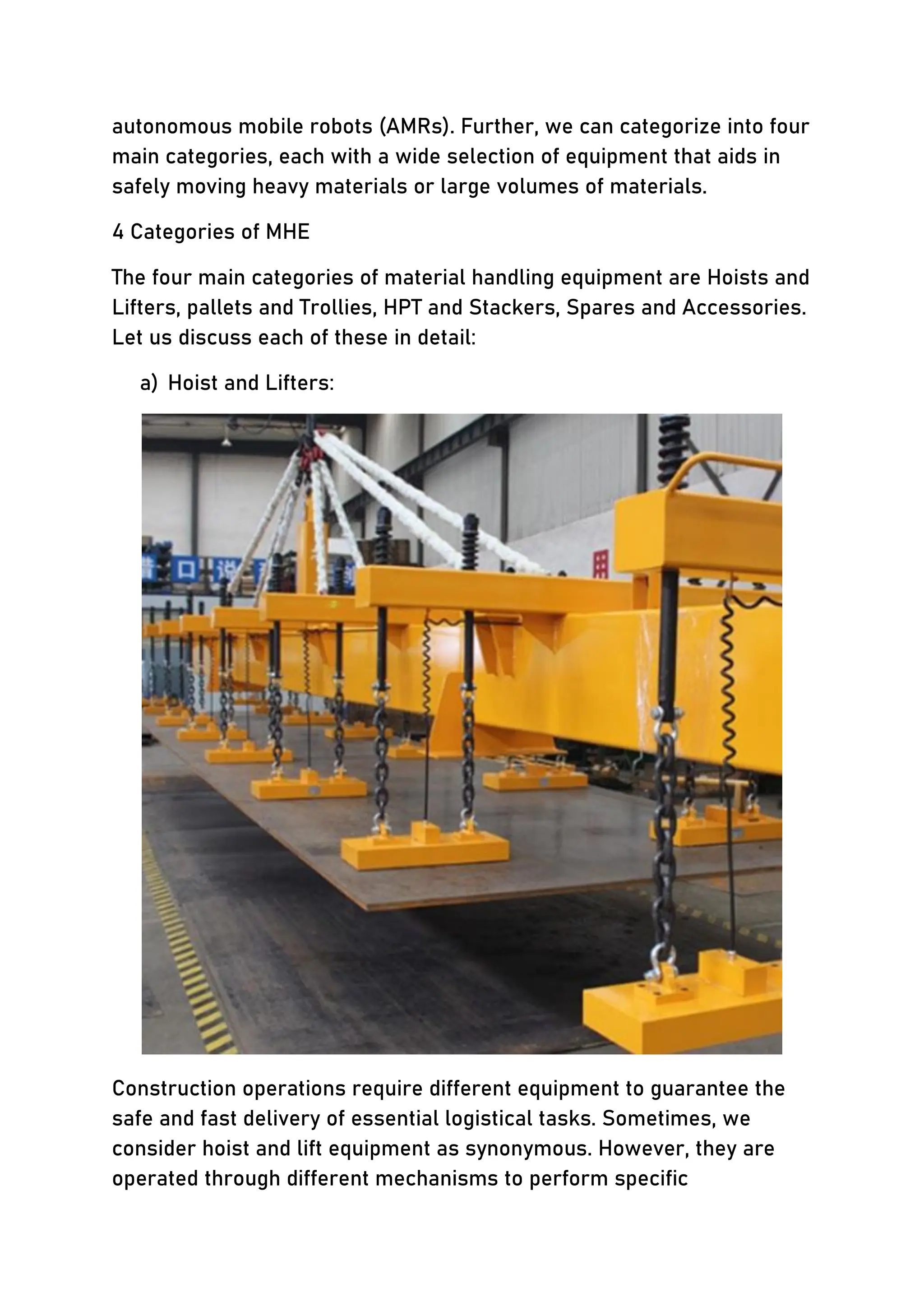 4 Types of MHE Supplies and Their Usages | PDF