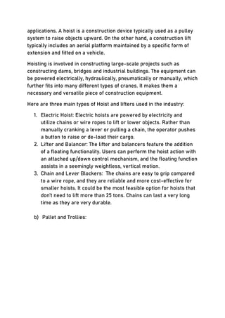 4 Types of MHE Supplies and Their Usages | PDF