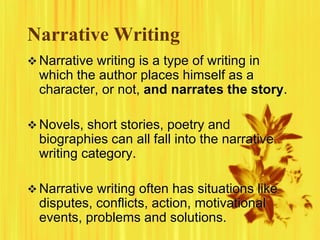 4 types of writing narrative, descriptive, expository, persuasive | PDF