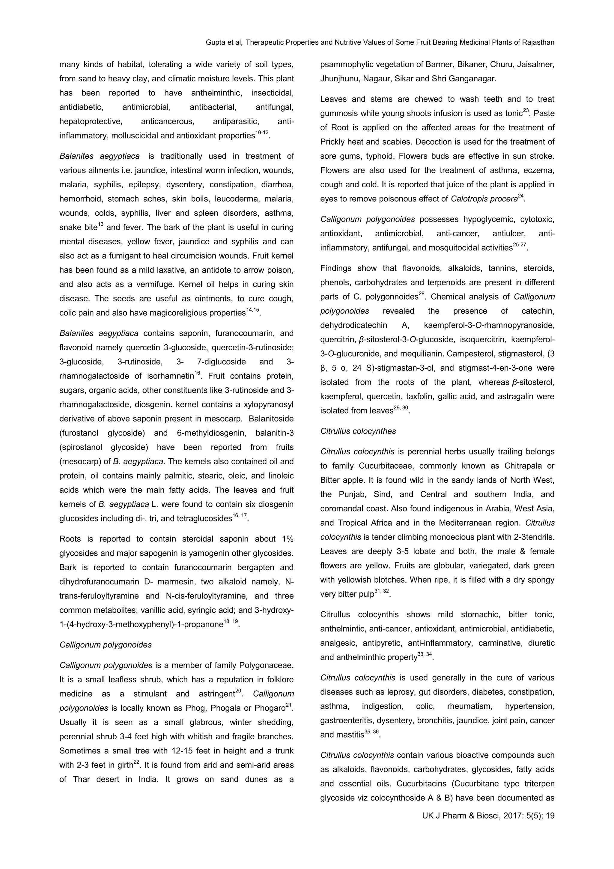 Therapeutic Properties and Nutritive Values of Some Fruit Bearing ...