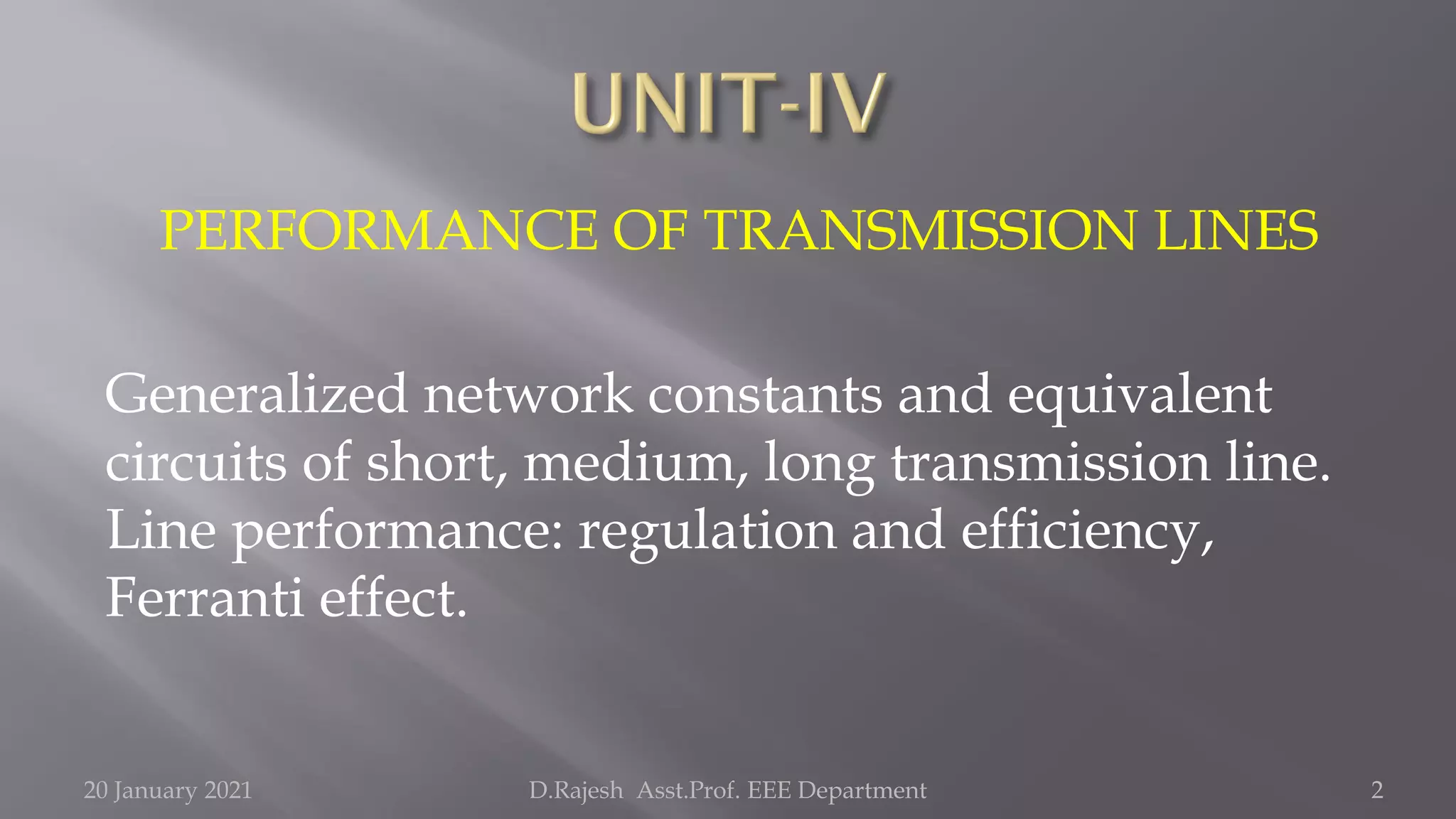 PERFORMANCE OF TRANSMISSION LINES: | PDF