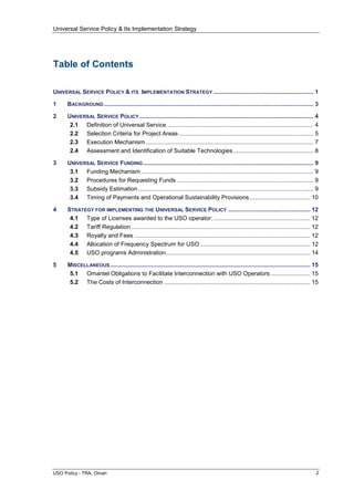 Universal Service Implementation Policy | PDF