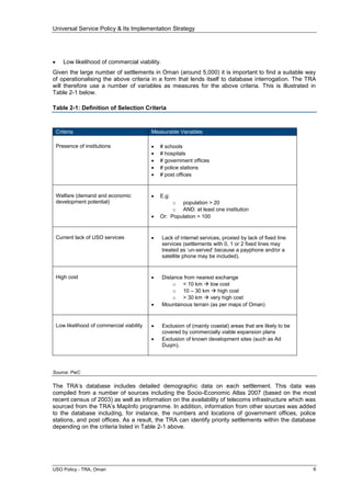 Universal Service Implementation Policy | PDF