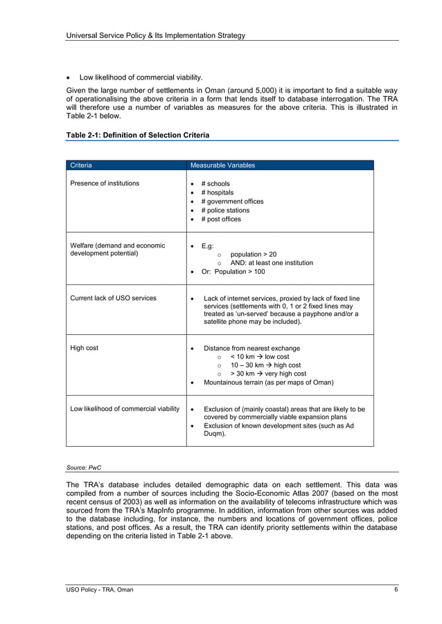 Universal Service Implementation Policy | PDF