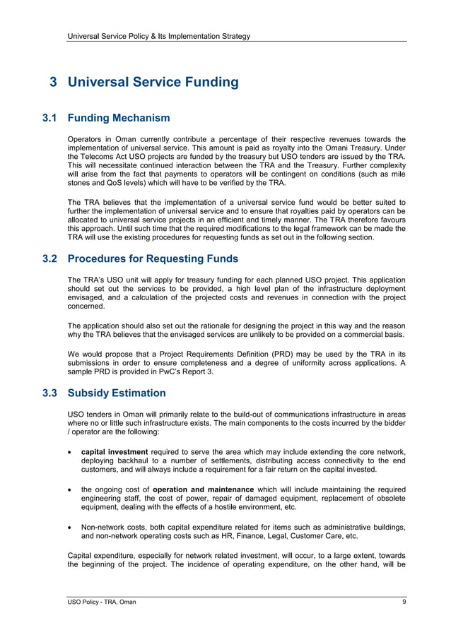 Universal Service Implementation Policy | PDF