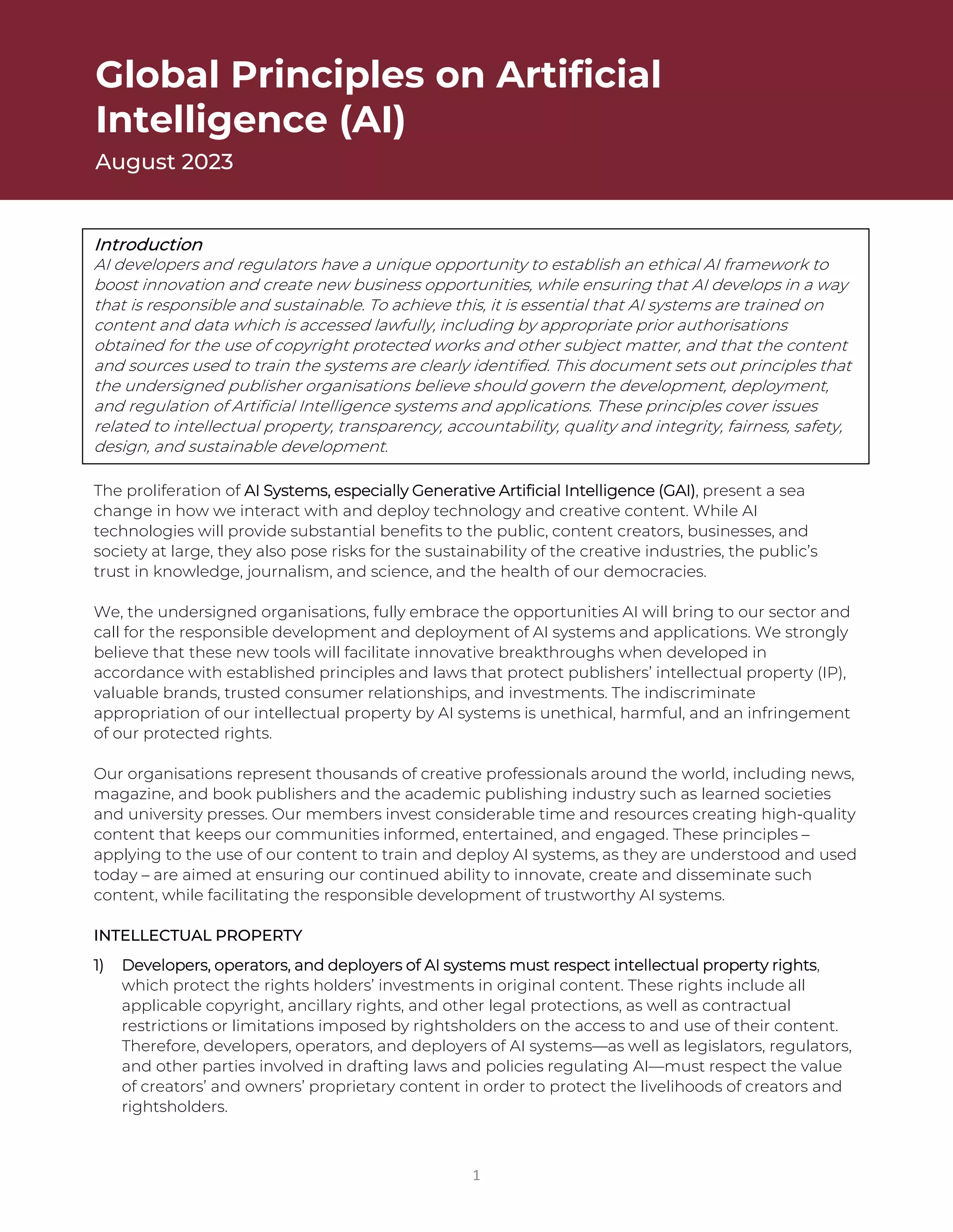 Global Principles on Artificial Intelligence (AI) | PDF