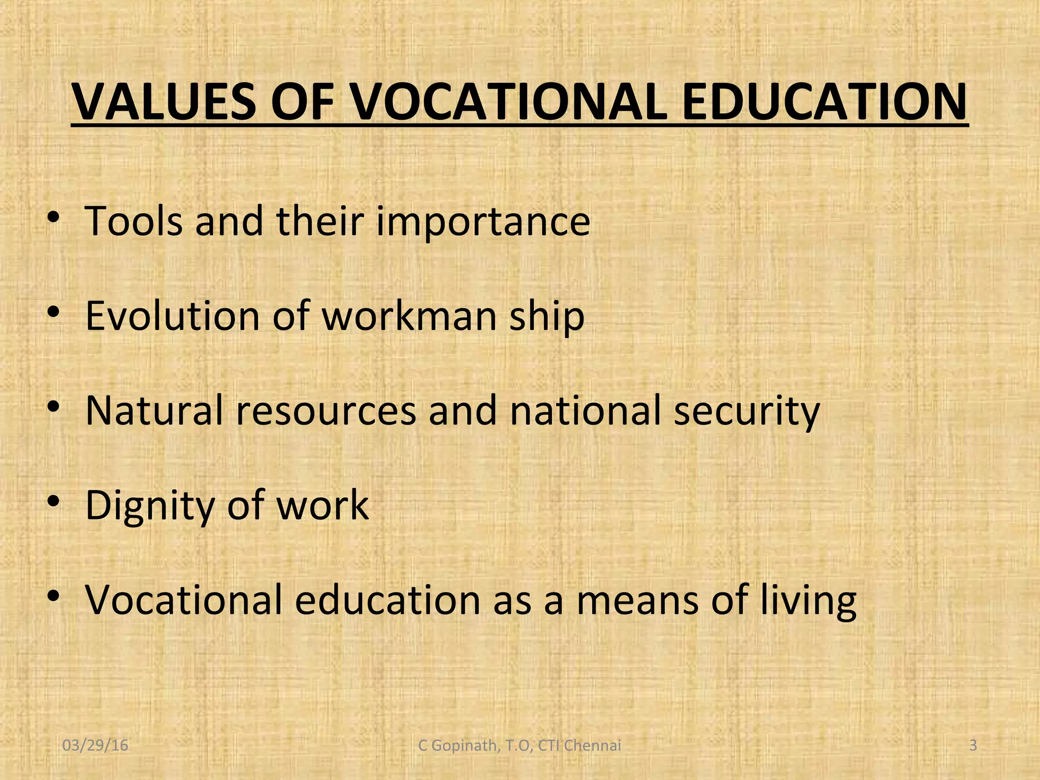 values of vocational education | PPT