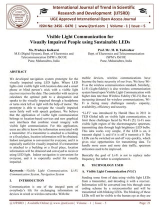Visible Light Communication for Visually Impaired People using ...