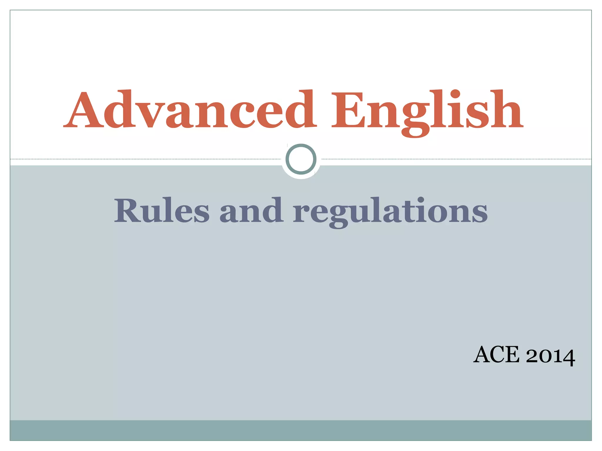 Advanced English Housekeeping Rules | PPT