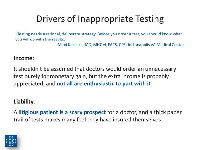 4 Ways for Doctors to Avoid Inappropriate Testing | PPTX