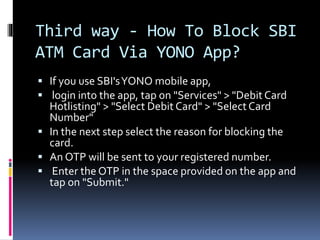 4 ways to block your sbi atm | PPT