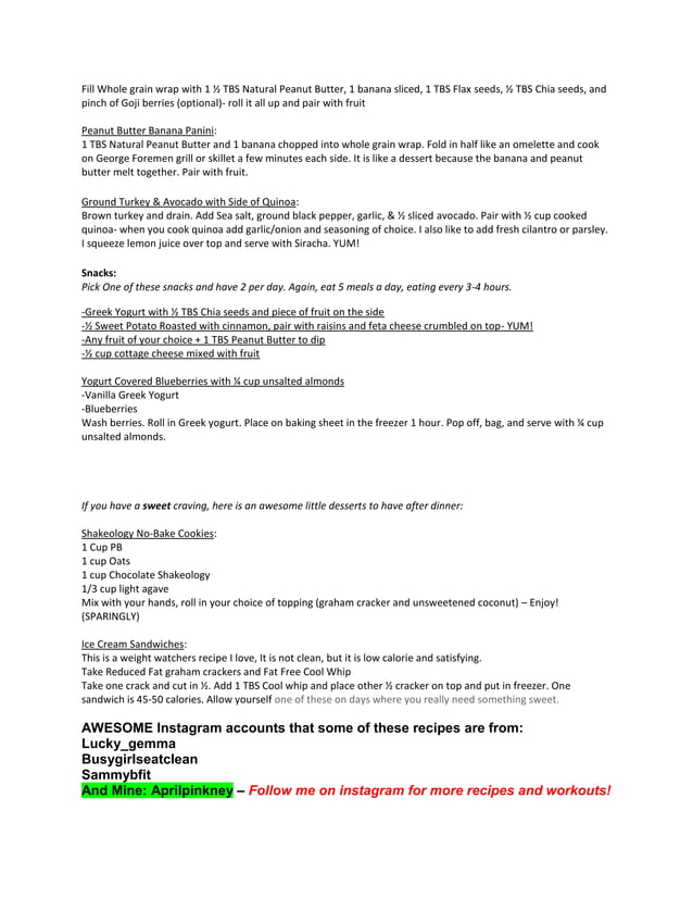 April's 4 Week Meal Plan | PDF