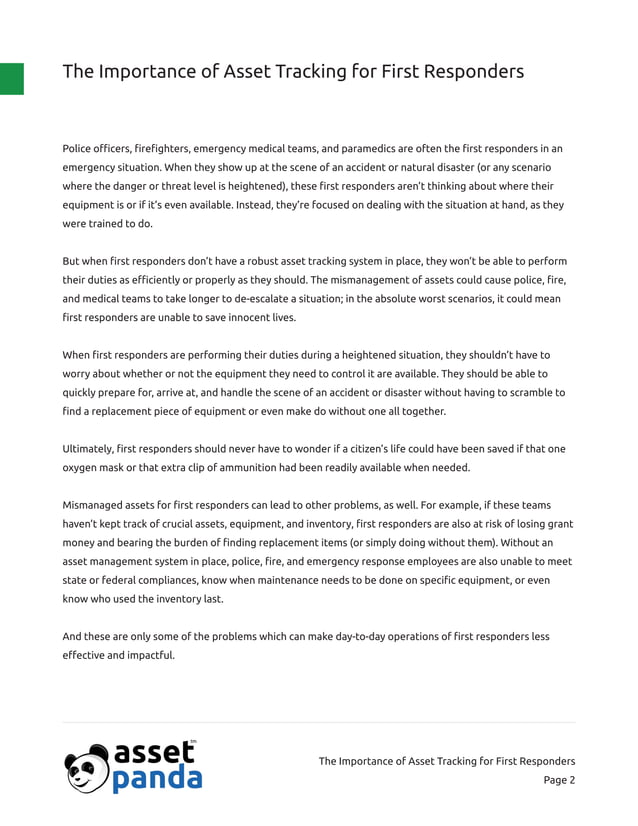 Handling Emergencies, Saving Lives: The Importance of Asset Tracking for First Responders | PDF