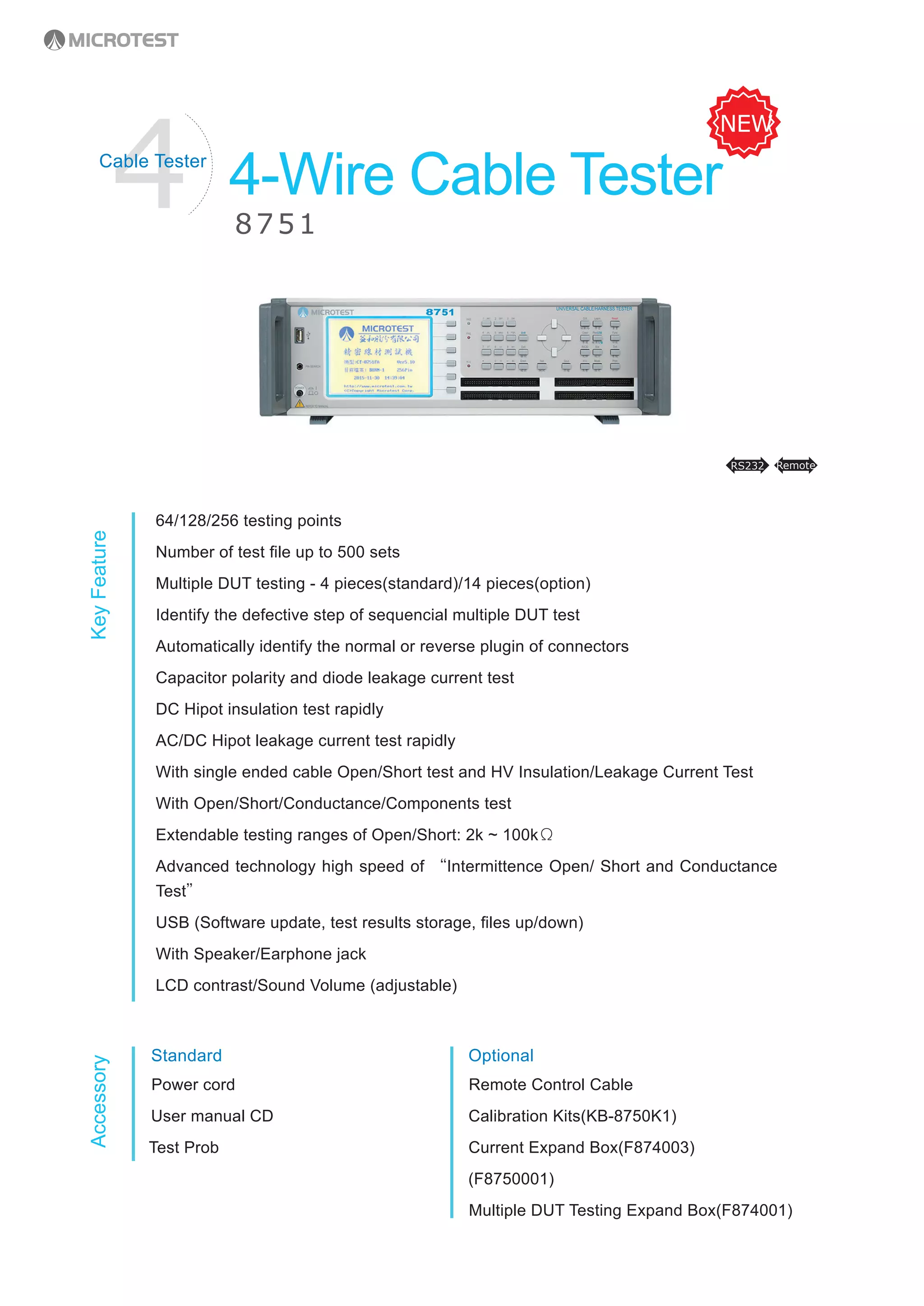 4 wire cable tester 8751 | PDF