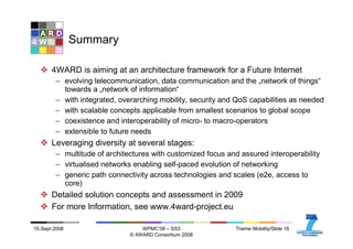 Mobility Scenarios for the Future Internet: the 4WARD approach | PPT